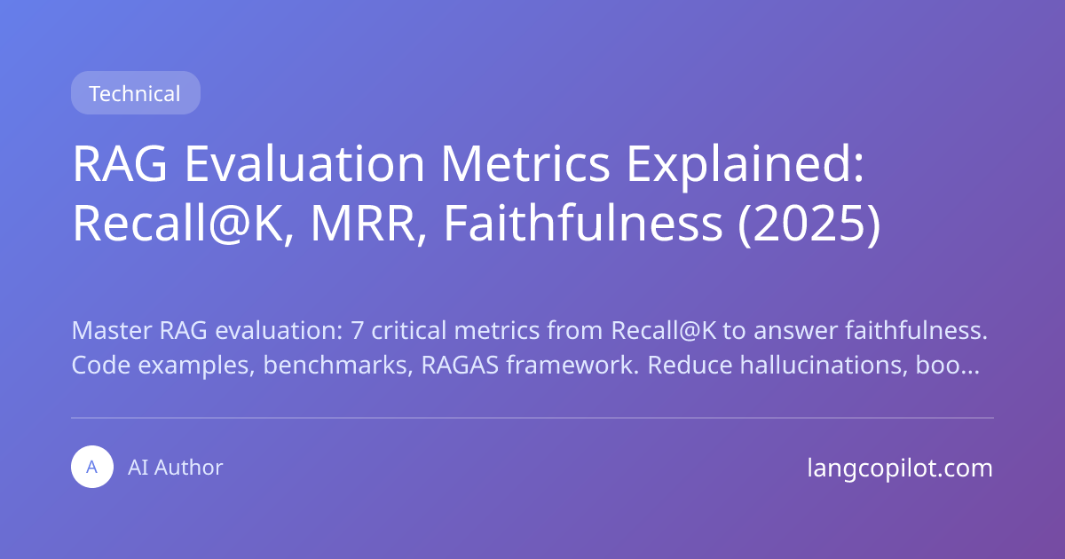 RAG Evaluation Metrics Explained: Recall@K, MRR, Faithfulness (2025 ...